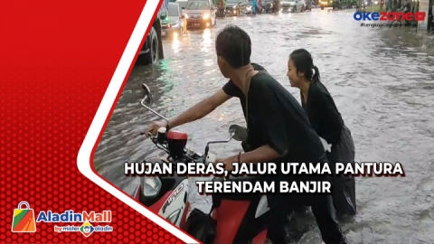 Sepeda Motor Mogok saat Terobos Banjir di Jalur Utama Pantura : Okezone Video