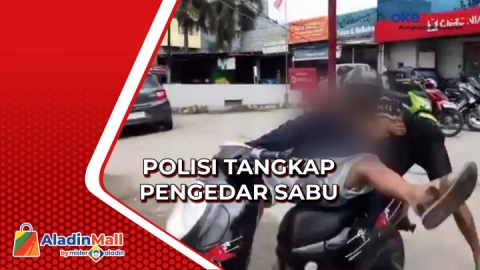 Polisi Tangkap Pengedar Narkoba saat Transaksi di Atas Motornya, 9 Paket Sabu Disita : Okezone Video