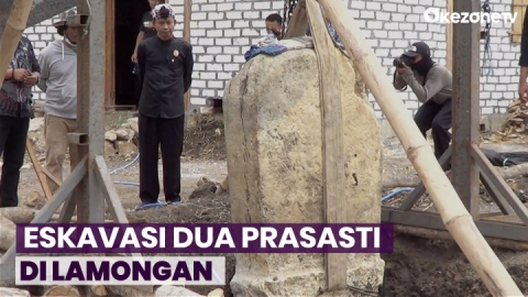 Eskavasi Dua Prasasti Zaman Airlangga di Lamongan : Okezone Video