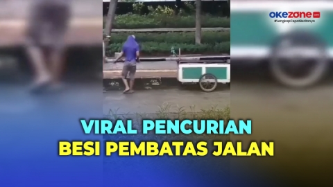 Polisi Ciduk Pencuri Besi Pembatas Jalan di Jakarta Utara yang Viral di Media Sosial : Okezone Video