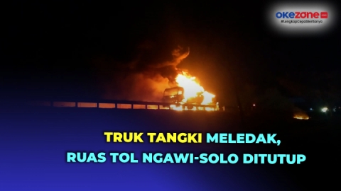 Truk Tangki Pertamina Meledak dan Terbakar Hebat di Ruas Tol Ngawi-Solo
